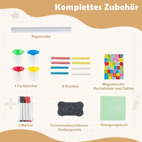 Costway Oboustranná hrací deska s magnetickou tabulí a tabulí Výškově