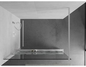 Mexen Kioto+, sprchová zástěna Walk-In s poličkou a věšákem 130 x 200 cm, 8mm čiré sklo bílý vzor, ​​bílý profil, 800-130-121-20-85