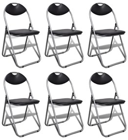 Skládací jídelní židle 6 ks černé umělá kůže - Default Title