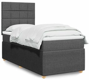 Box spring postel s matrací tmavě šedá 90x200 cm textil