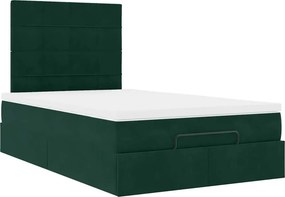 Osmanský rám postele s matracemi tmavě zelená 120x200cm samet 3314315