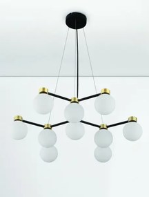 Satina zlato-černo-bílý designový lustr Ovalino