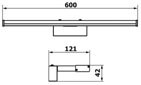 Sapho, CHICAGO XL LED svítidlo, 600x120x40 mm, 12W, 230 V, plast, černá matná