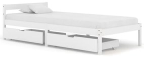 Rám postele se 2 zásuvkami bílý masivní borovice 90 x 200 cm,  3060414 HangarStore.cz