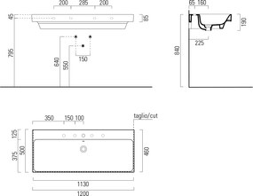 GSI GSI, NUBES keramické umyvadlo 120x50cm, 3 otvory, bílá ExtraGlaze, 9624311