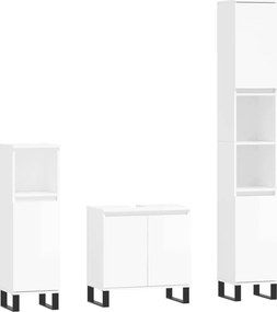 vidaXL 3dílný set koupelnových skříněk kompozitní dřevo [3187799] Barva: Černá