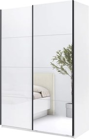 Skříň s posuvnými dveřmi 1.5х2.1m (Dveře bílý lesk/Zrcadlo) Mila