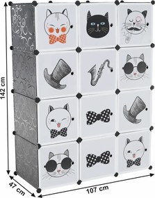 Tempo Kondela Dětská modulární skříň, šedá/dětský vzor, AVERON