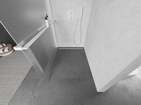 Mexen Kioto+, sprchová zástěna Walk-In s poličkou a věšákem 80 x 200 cm, 8mm sklo námraza, bílý profil, 800-080-121-20-30