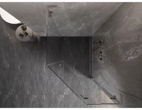 Mexen Lunar, L pětiúhelníkový sprchový kout naklápěcí vpravo 80 x 90 cm, 8mm čiré sklo, ocelový profil, 831L-080P-090L-97-00-P