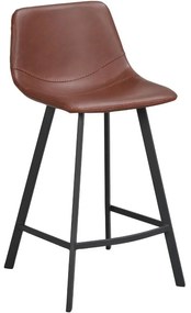 OnaDnes -20% Hnědá koženková barová židle ROWICO AUBURN 65 cm