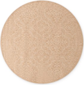 NORTHRUGS, Kusový koberec Duet Rosel 106252 Beige/White kruh - na ven i na doma, 160x160 (průměr) kruh, béžová, chodba / předsíň