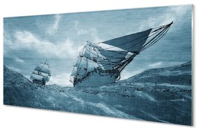 akrylový obraz Moře bouře nebe loď 100x50 cm