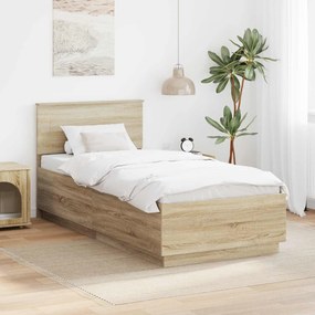 Rám postele s čelo Dub sonoma 90 x 190 cm Kompozitní dřevo 3408203