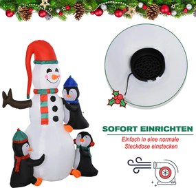 HOMCOM Sněhulák venkovní vánoční dekorace, včetně ventilátoru, barevné LED, samo nafukovací, 1,4 m, vícebarevný