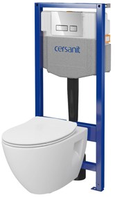 Cersanit Moduo, System50 MECH podomítkový rám + závěsná wc mísa Moduo Plus CleanOn + chromové tlačítko MOVI II, S701-769