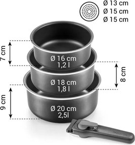 TESCOMA Sada kastrolů s odnímatelnou rukojetí VARIO, 4 díly