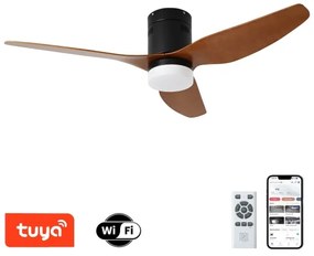 ZEVENTI - LED Stropní ventilátor PADUA LED/18W/230V Wi-Fi Tuya černá/hnědá + DO