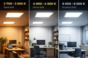 LED Solution Bílý podhledový LED panel 60 x 120cm 45W UGR 5CCT SRPL60X120-45WH-BL-5CW