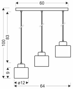 Lustr na lanku OLENA 3xE27/60W/230V černá