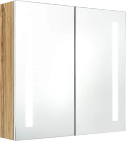 LED koupelnová skříňka se zrcadlem bílá a dub 62 x 14 x 60 cm 326523