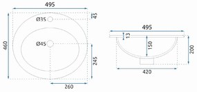 Zápustné umyvadlo do desky REA DALIA, bílé