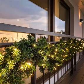 SOLIGHT LED vánoční girlanda s jehličím, 5m, 80x LED, časovač, 3xAA, IP44
