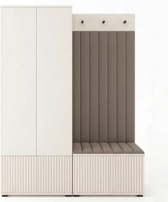 Předsíňová stěna RAYO 1 s čalouněnými panely, 140 cm, kašmír/ světle hnědá