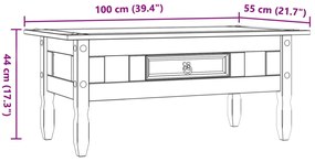 vidaXL Marketos Konferenční stolek z mexické borovice Corona 100x55x44 cm
