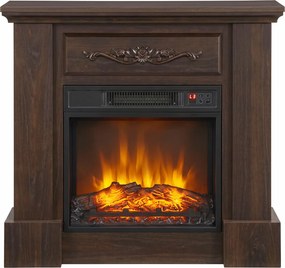 HOMCOM stojací elektrický krb 1800W s efektem plamene, dálkovým ovládáním, časovačem a nastavitelnou teplotou, hnědý
