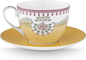 Pip Studio Lily & Lotus sada 2ks cappuccino šálků s podšálky 270ml, žlutá