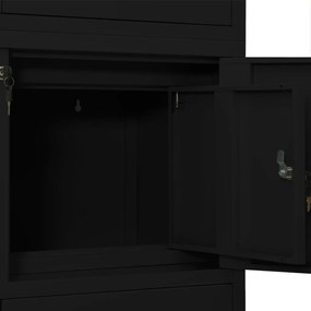 Kancelářská skříň černá 90 x 40 x 180 cm ocel - Default Title