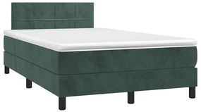 Box spring postel s matrací a LED tmavě zelená 120x190 cm samet 3270156