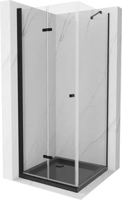 Mexen Lima, sprchový kout 90 (dveře) x 90 (stěna) cm, 6mm čiré sklo, černý profil + SLIM černá sprchová vanička 5cm s černým sifonem, 856-090-090-70-00-4070B