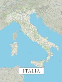 Mapa Itálie color, (30 x 40 cm)