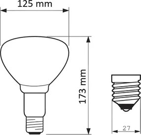 Philips IR 250C R125 HG / Infrazářič / E27 / 250 W / 230-250 V / 5000