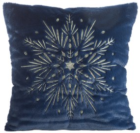 CHLUPATÁ VÁNOČNÍ DEKORAČNÍ POVLEČEK NA POLŠTÁŘ SNOWFLAKE 45X45 VZOROVANÁ
