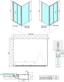 Polysan Deep Black sprchový kout obdélníkový 100 x 75 x 165 cm posuvné černá čiré sklo MD1910B-01
