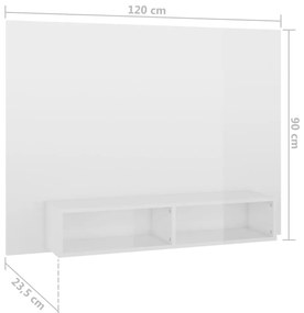 vidaXL Nástěnná TV skříňka bílá vysoký lesk 120x23,5x90 cm dřevotříska
