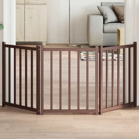 vidaXL Zábrana pro psy skládací 3 panely 150 cm masivní jedle [352276] Barva: hnědý dub