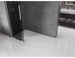 Mexen Velar, sprchová zástěna s posuvnými dveřmi Walk-in 110 x 200 cm, 8mm šedé sklo, broušená ocel, 871-110-000-43-97