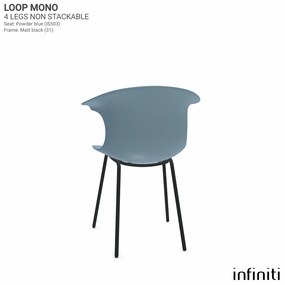 Židle Loop Mono - nestohovatelná Barva kovové konstrukce: Matt black 31, Barva sedáku a opěradla z recyklovaného plastu: Powder blue IS503