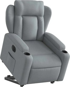 Elektrické zvedací polohovací křeslo světle šedé textil 3204506