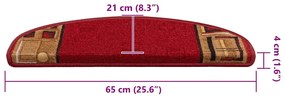 vidaXL Marketos Samolepící nášlapy na schody 15 ks červené 65 x 21 x 4 cm