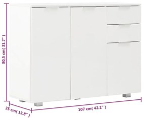 vidaXL Marketos Příborník bílý s vysokým leskem 107x35x80,5 cm