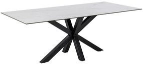 OnaDnes -20% Scandi Bílý mramorový jídelní stůl s kovovou podnoží Skyline 200 x 100 cm