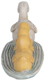 Dekorace máma kachna se 3 malými káčátky ve vodě – 26x6x7 cm
