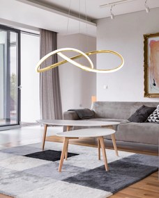 Toolight Moderní LED závěsné stropní svítidlo Ring + dálkové ovládání APP394-CP Gold