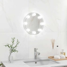 Nástěnné zrcadlo bez rámu s LED osvětlením kulaté sklo 3078646