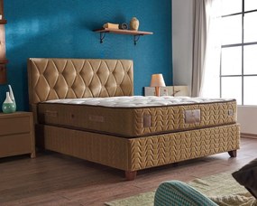 Čalouněná postel CASHMERE s matrací - zlatá 150 × 200 cm